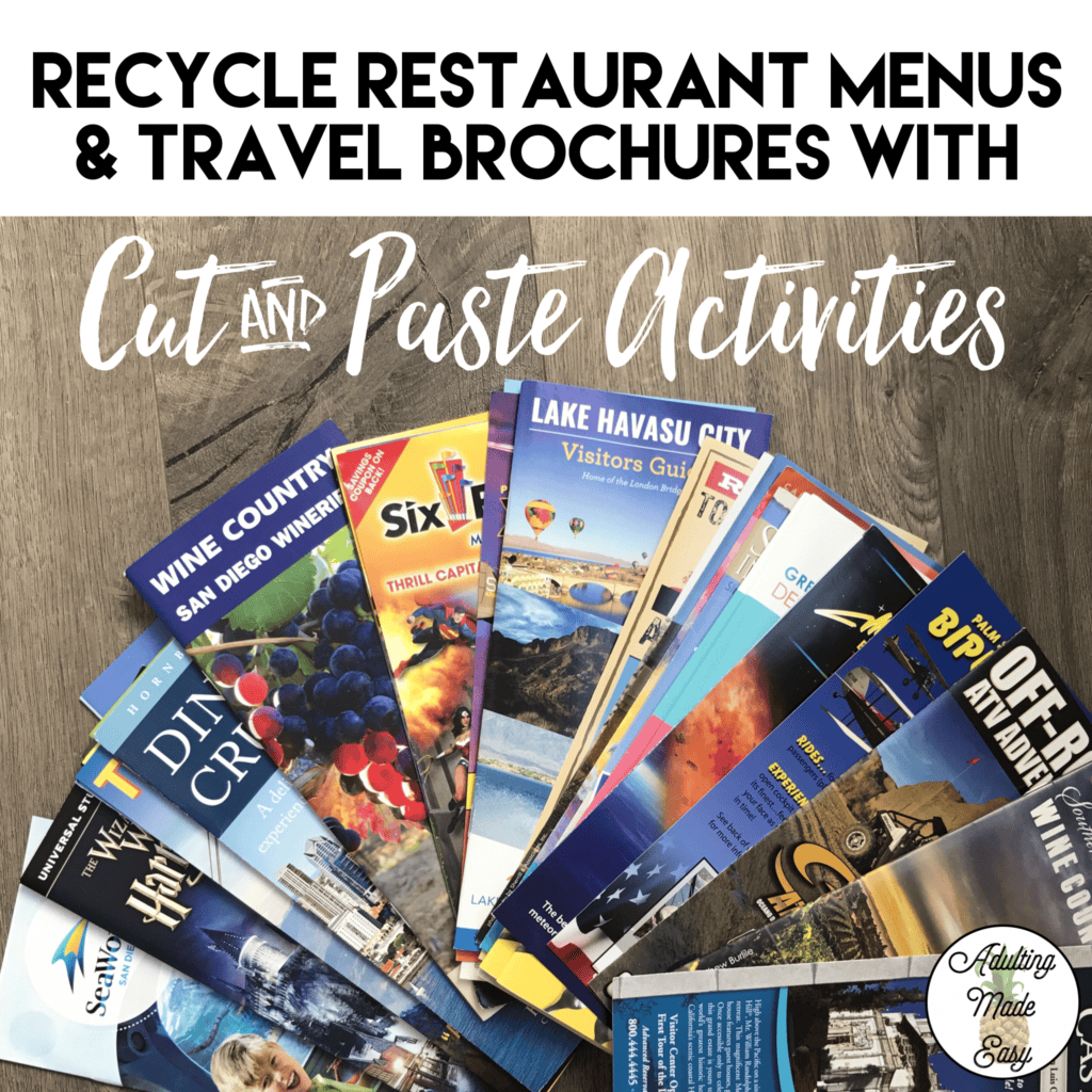 Recycle Restaurant Menus & Travel Brochures With Cut & Paste Activities ...