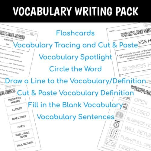 Unit 10 Workplace Signs - Vocabulary Pack