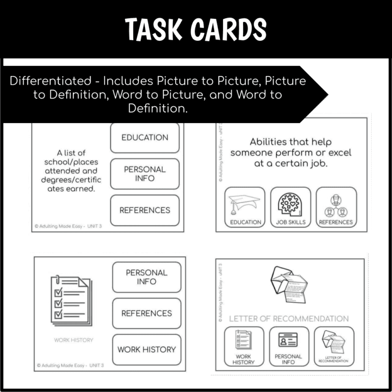 Unit 3 Resume - Vocabulary Pack