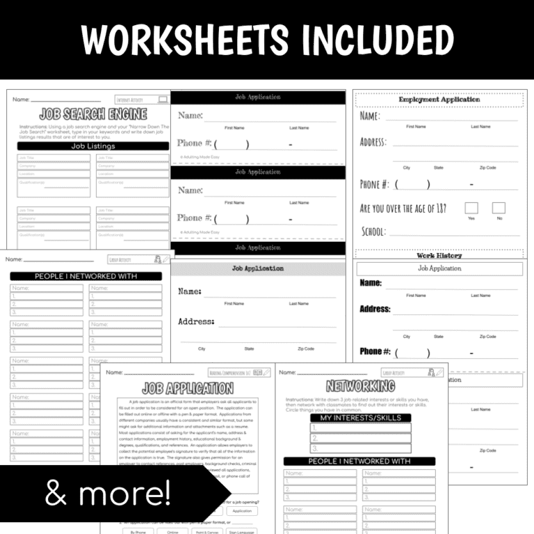 Unit 4 Job Search - Functional Worksheets
