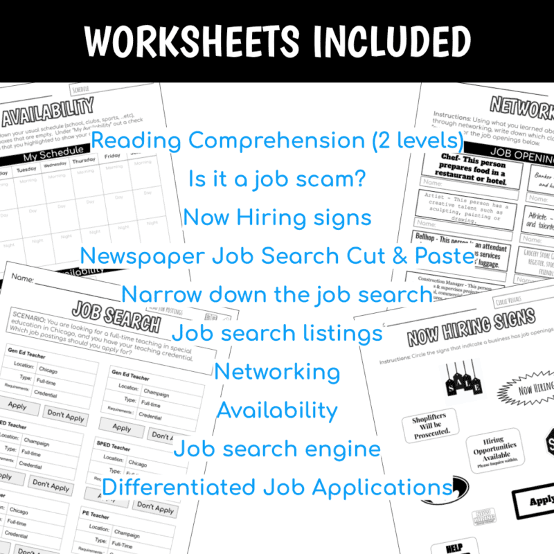 Unit 4 Job Search - Functional Worksheets