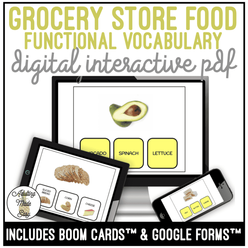Grocery Store Food Vocabulary Digital Task Cards