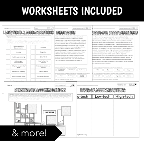 Unit 6 Workplace Accommodations - Functional Worksheets