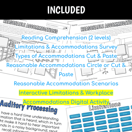 Unit 6 Workplace Accommodations - Functional Worksheets