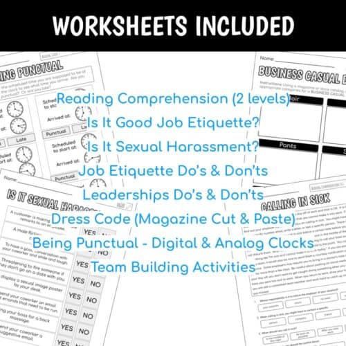 Unit 7 Job Etiquette - Functional Worksheets