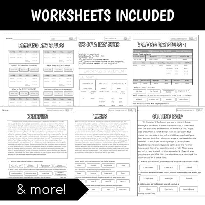 Unit 9 Getting Paid - Functional Worksheets
