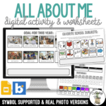 All About Me Digital Activity & Worksheets SS