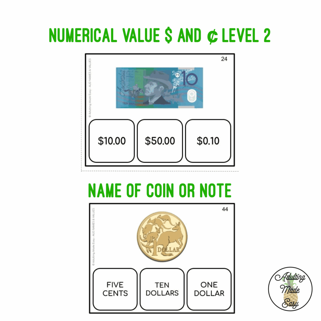 Money Names & Values Task Cards AUSTRALIAN
