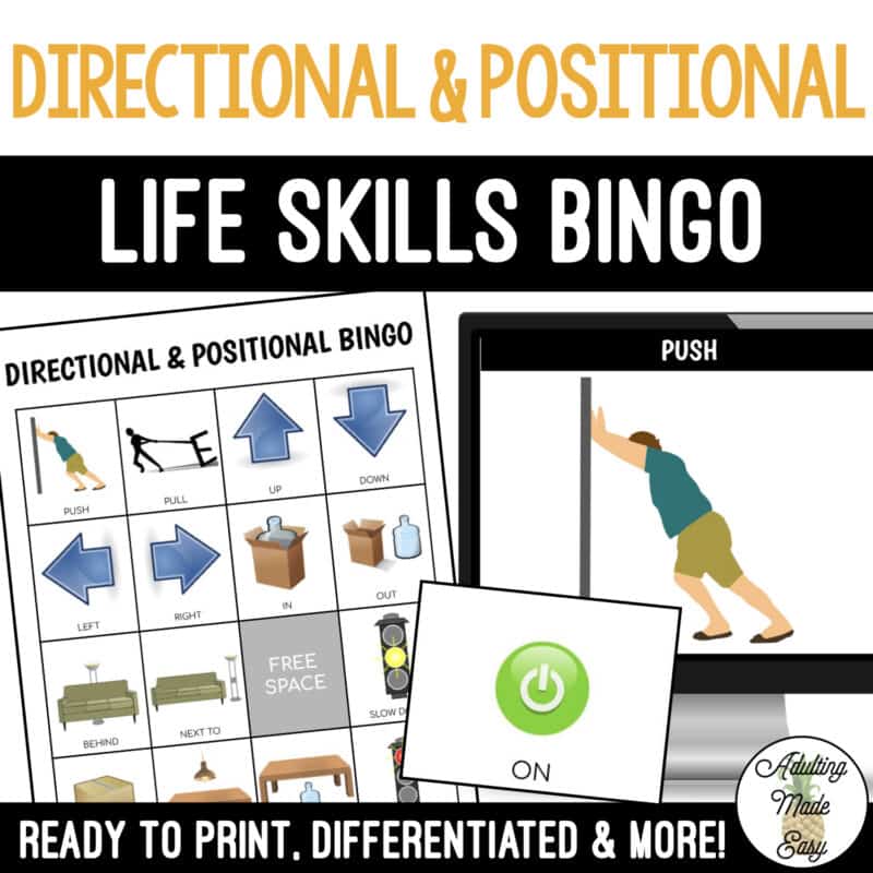 Directional & Positional BINGO Game