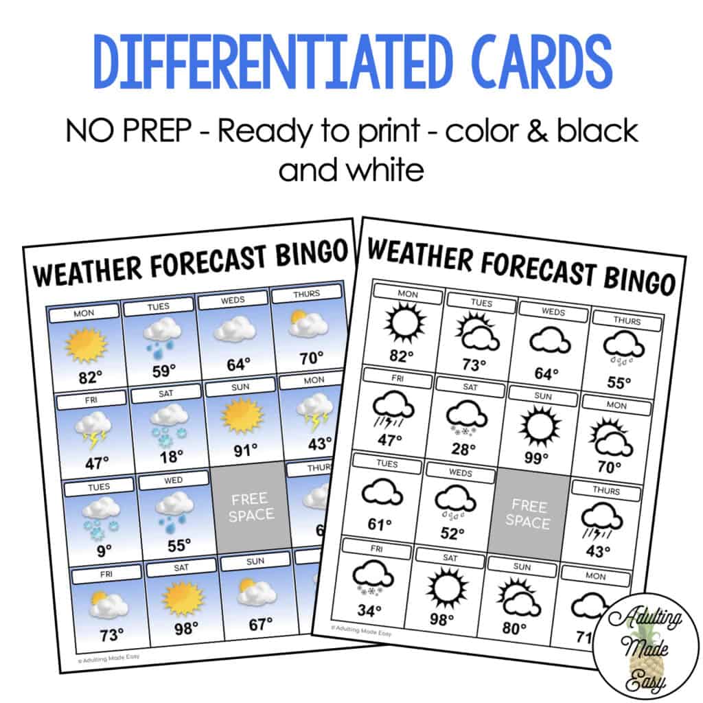 Weather Forecast BINGO Game