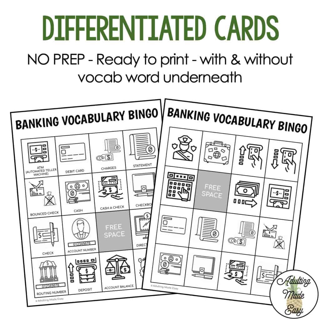 Banking Vocabulary BINGO Game