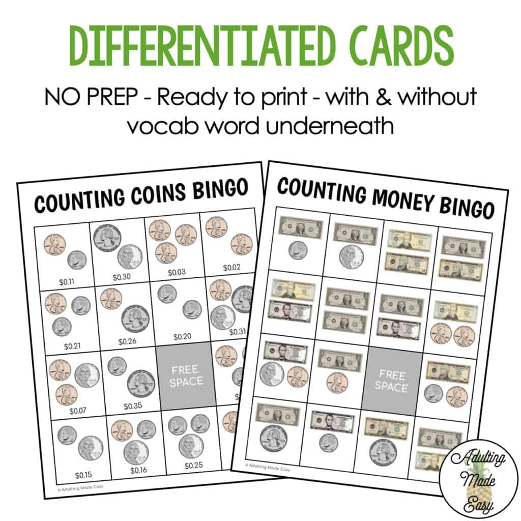 Counting Money (US) BINGO Game