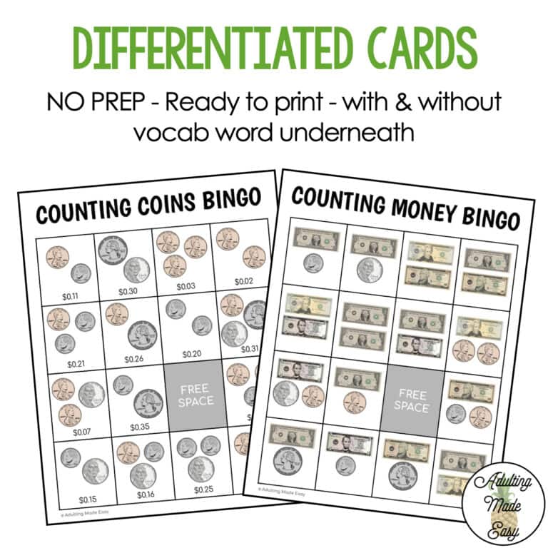 Counting Money (US) BINGO Game