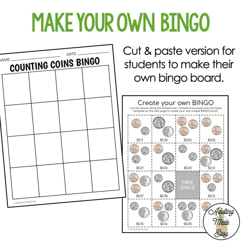 Counting Money (US) BINGO Game