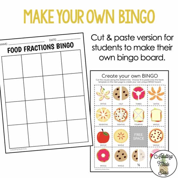 Food Fractions BINGO Game