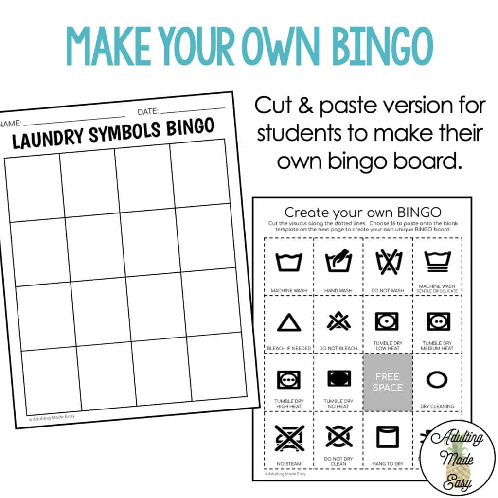 Laundry Symbols BINGO Game