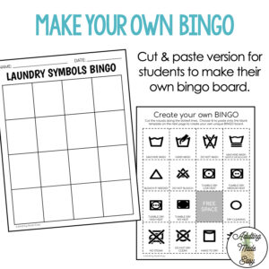 Laundry Symbols BINGO Game