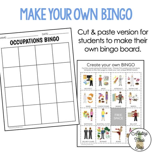 Occupations BINGO Game