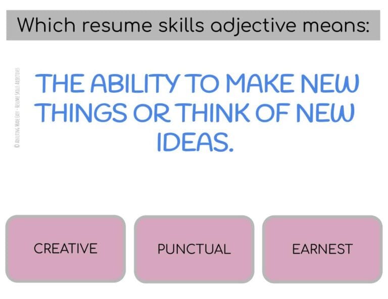Resume Skills Adjectives Digital Task Cards