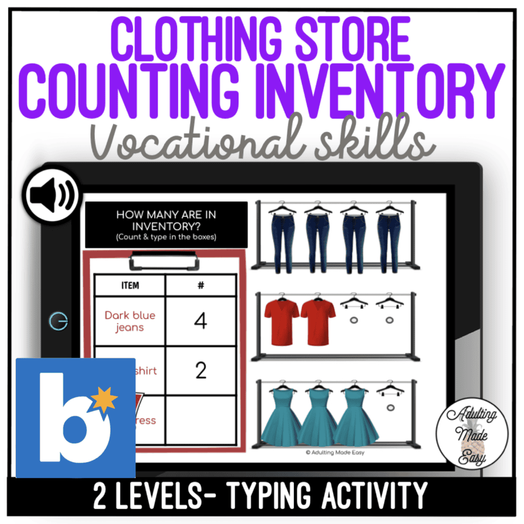 Counting Inventory - Clothing Store (typing) Boom Cards
