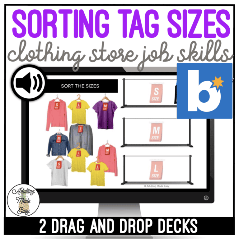 Sorting Tag Sizes Drag & Drop Boom Cards
