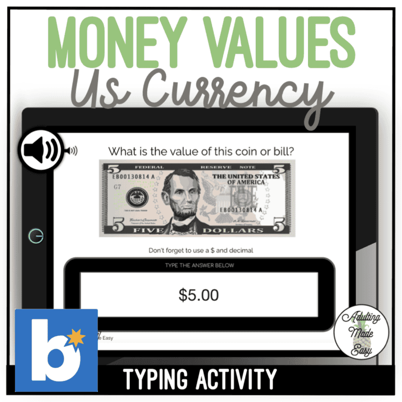 Money Values - US Currency Typing Boom Cards