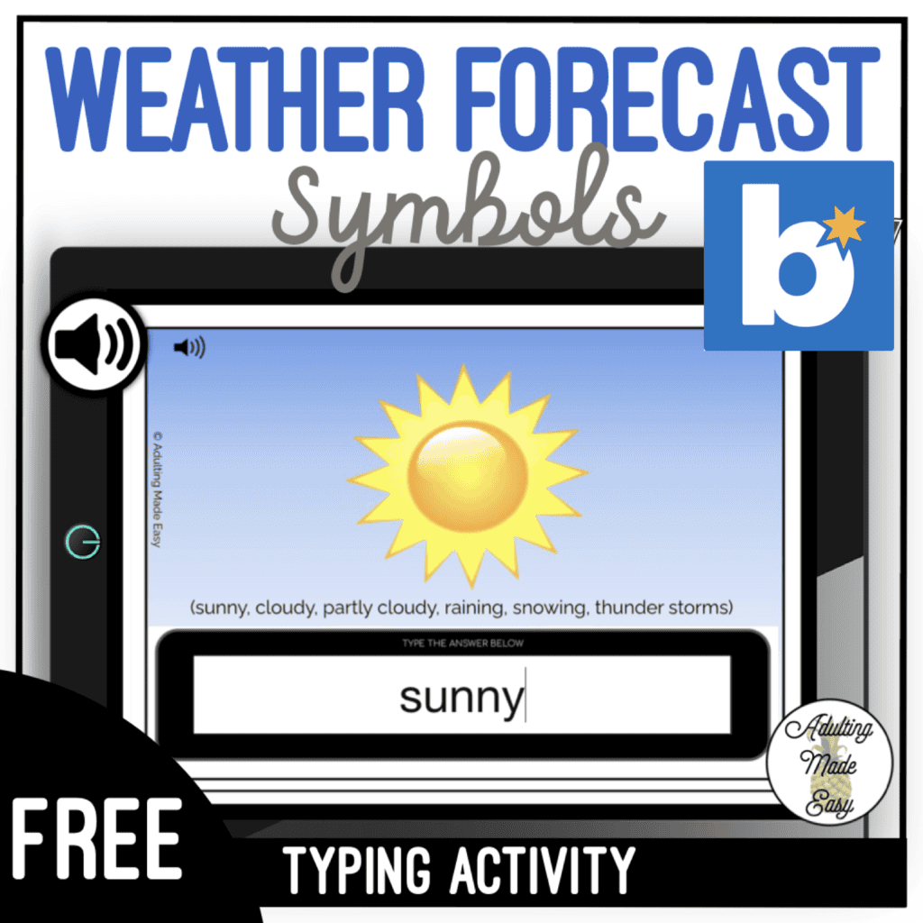 Weather Forecast - Symbols Typing Boom Cards FREEBIE
