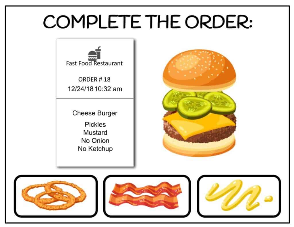 Complete The Order - Fast Food Digital Task Cards