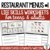 Reading Restaurant Menus #1 Worksheets