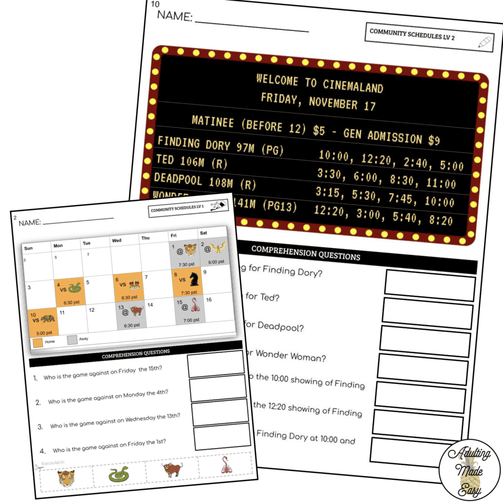 Functional Reading Life Skills Worksheets BUNDLE