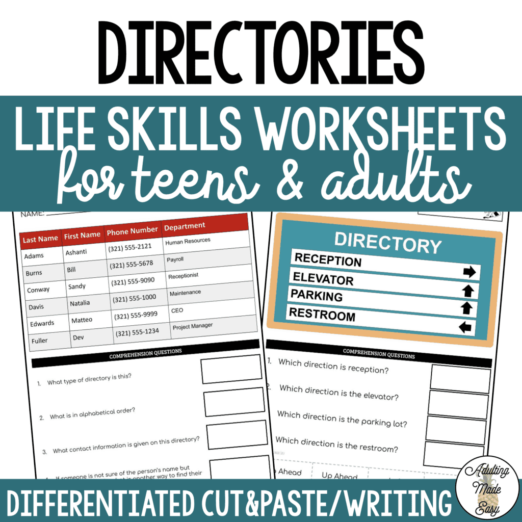 Reading Directories Worksheets