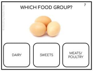 Food Groups Task Cards Field of 3