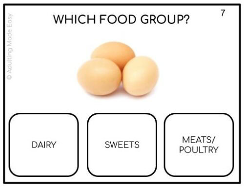 Food Groups Task Cards Field of 3