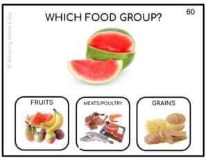 Food Groups Task Cards Field of 3