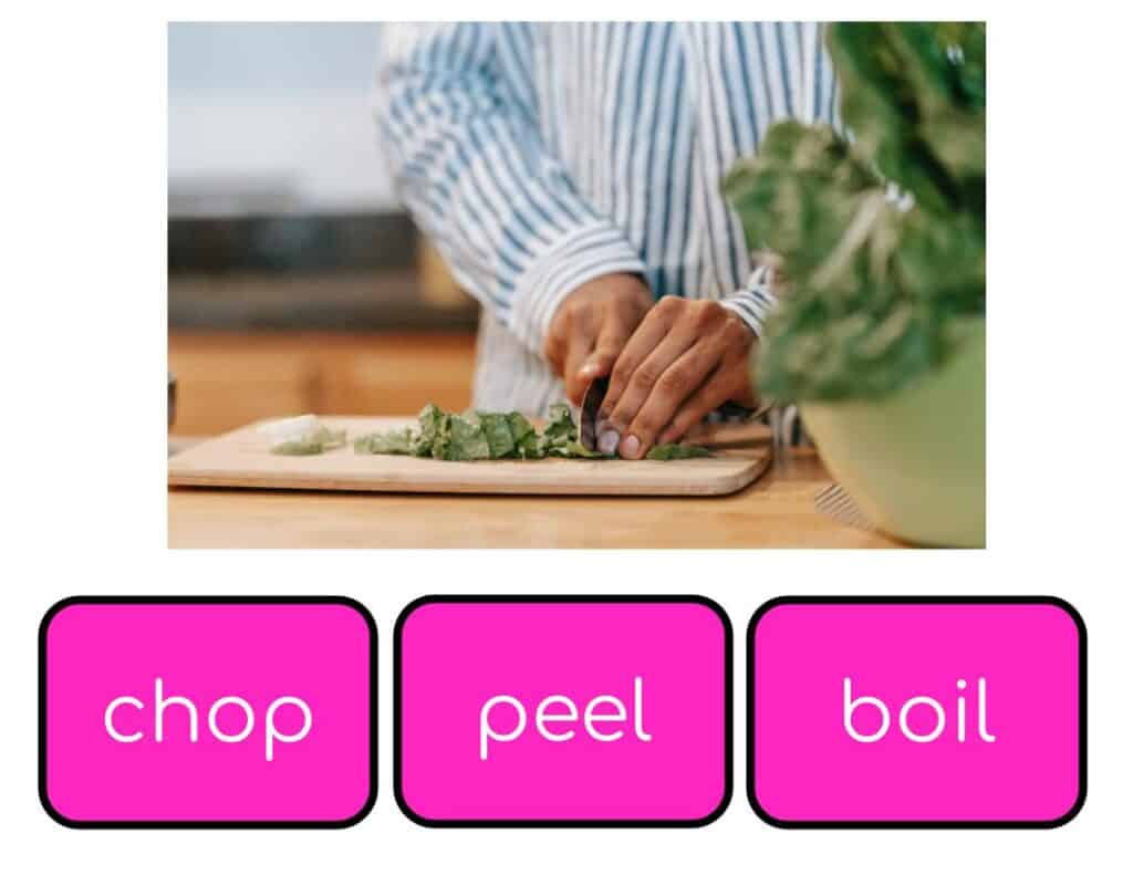 Food Prep Vocabulary Digital Task Cards