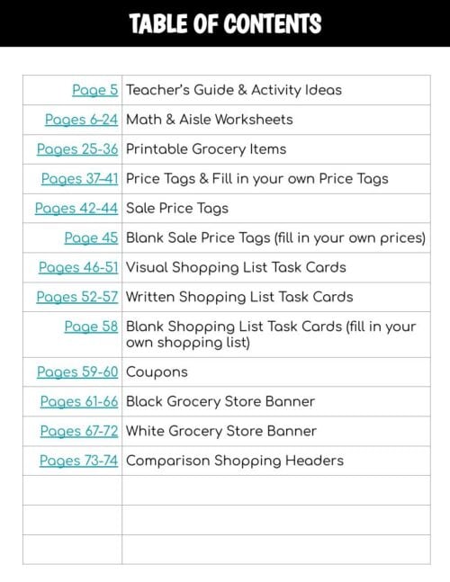 Grocery Store Interactive Bulletin Board Work Task