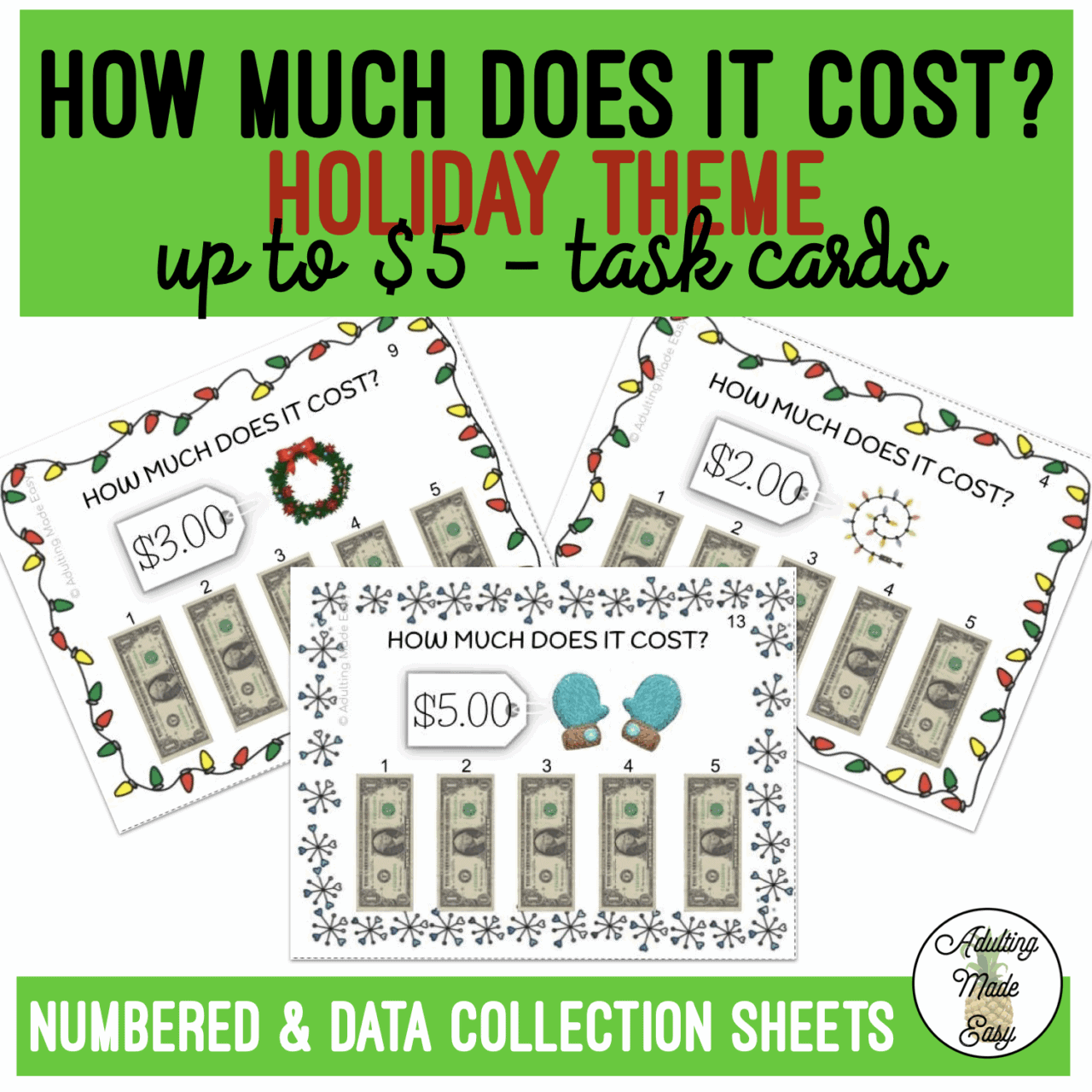 How Much Does It Cost? Holiday Task Cards