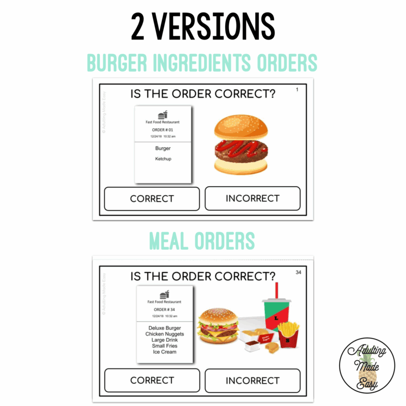 Is The Order Correct? - Fast Food - Large Task Cards