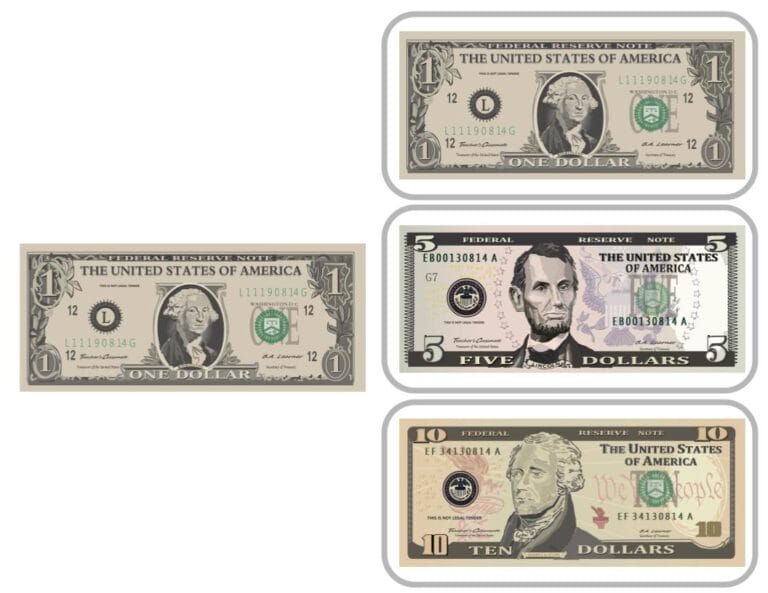 US Coins & Bills Matching Digital Task Cards
