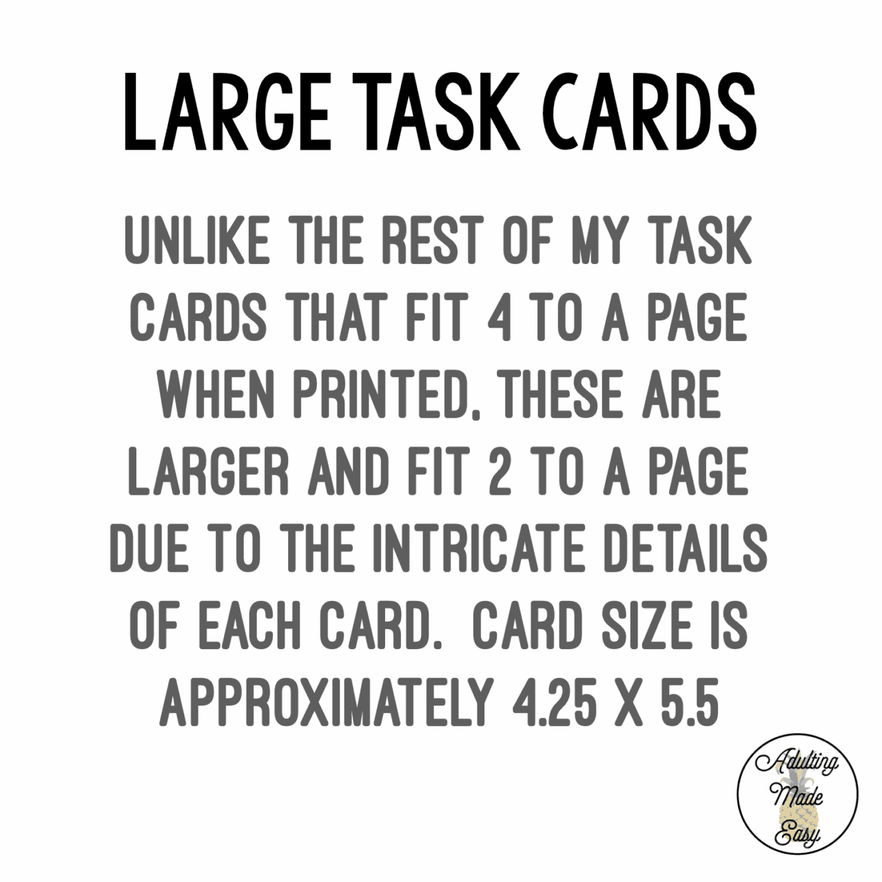 Reading Calendars Large Task Cards
