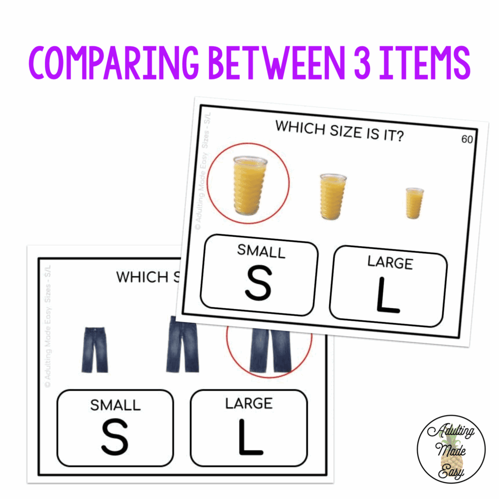 Sizes - Small or Large? Task Cards
