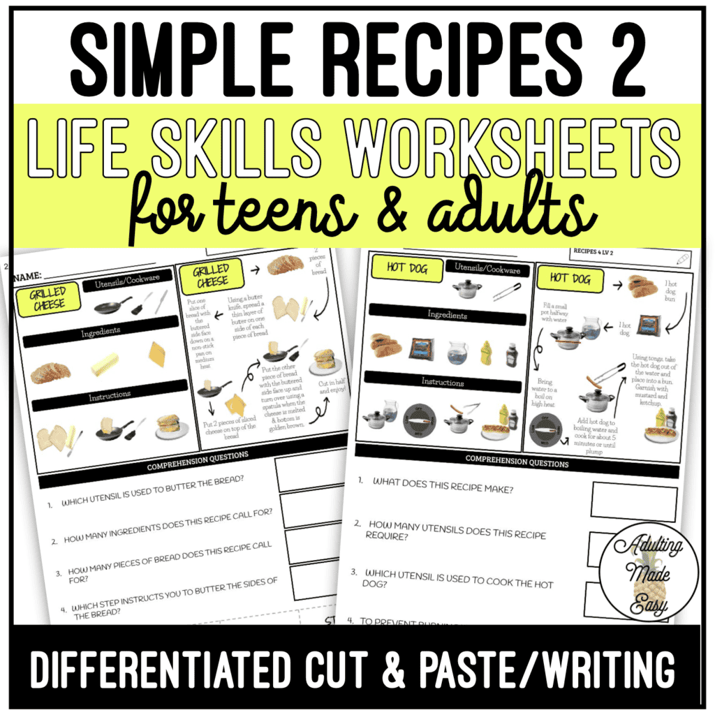 Reading Simple Recipes 2 Worksheets