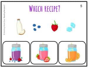 Reading Smoothie Recipes Task Cards