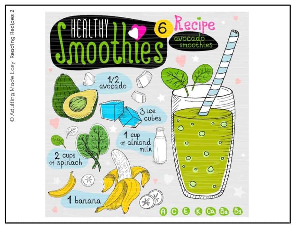 Reading Smoothie Recipes Task Cards