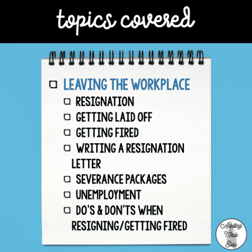 Vocation Unit 12 Bundle - Leaving The Workplace