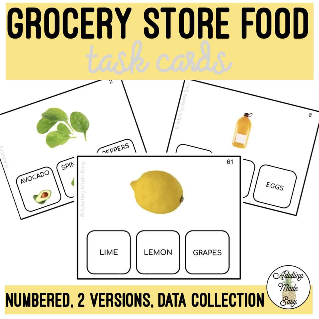 Grocery Store Food Task Cards