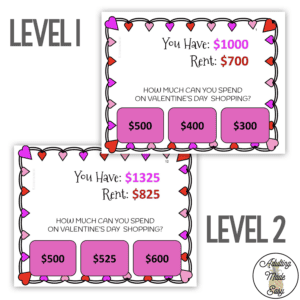 Valentines Day Budgeting Digital Task Cards