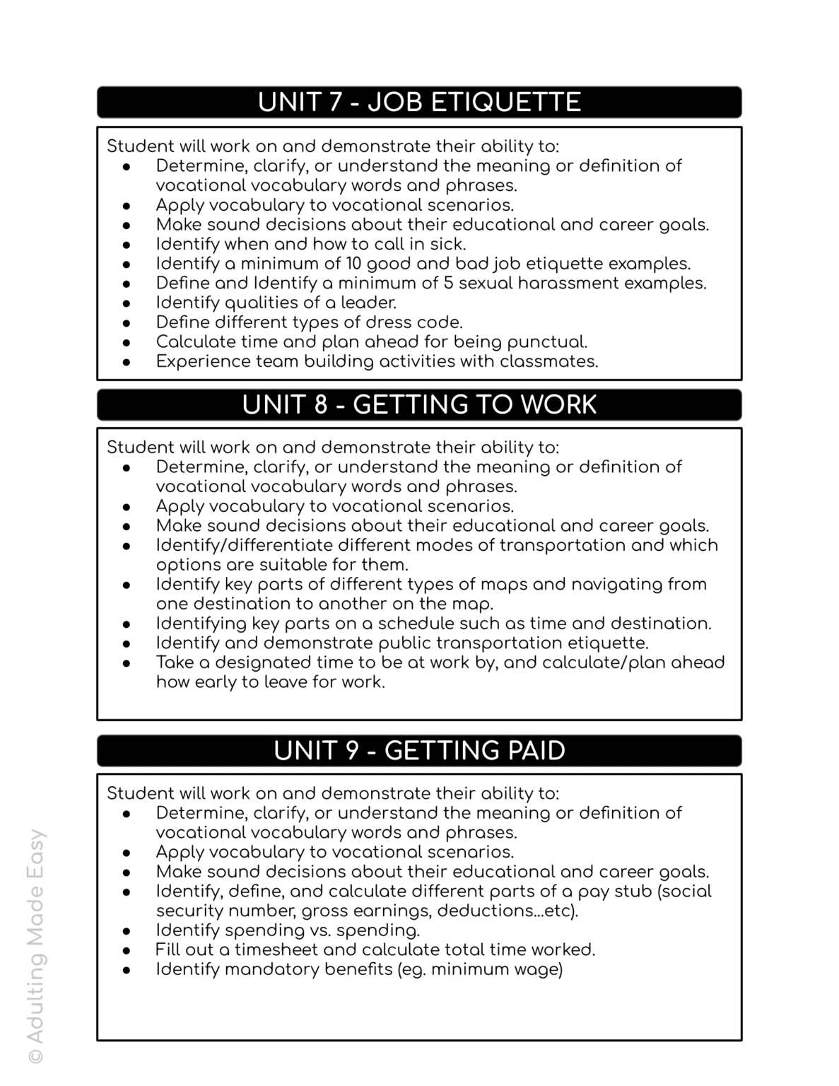 Vocation Units 1-12 Full Year Bundle