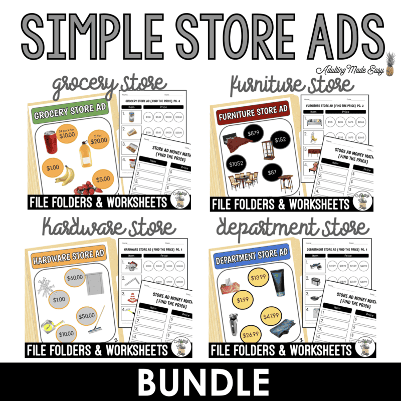 Simple Store Ads BUNDLE - File Folder Activities