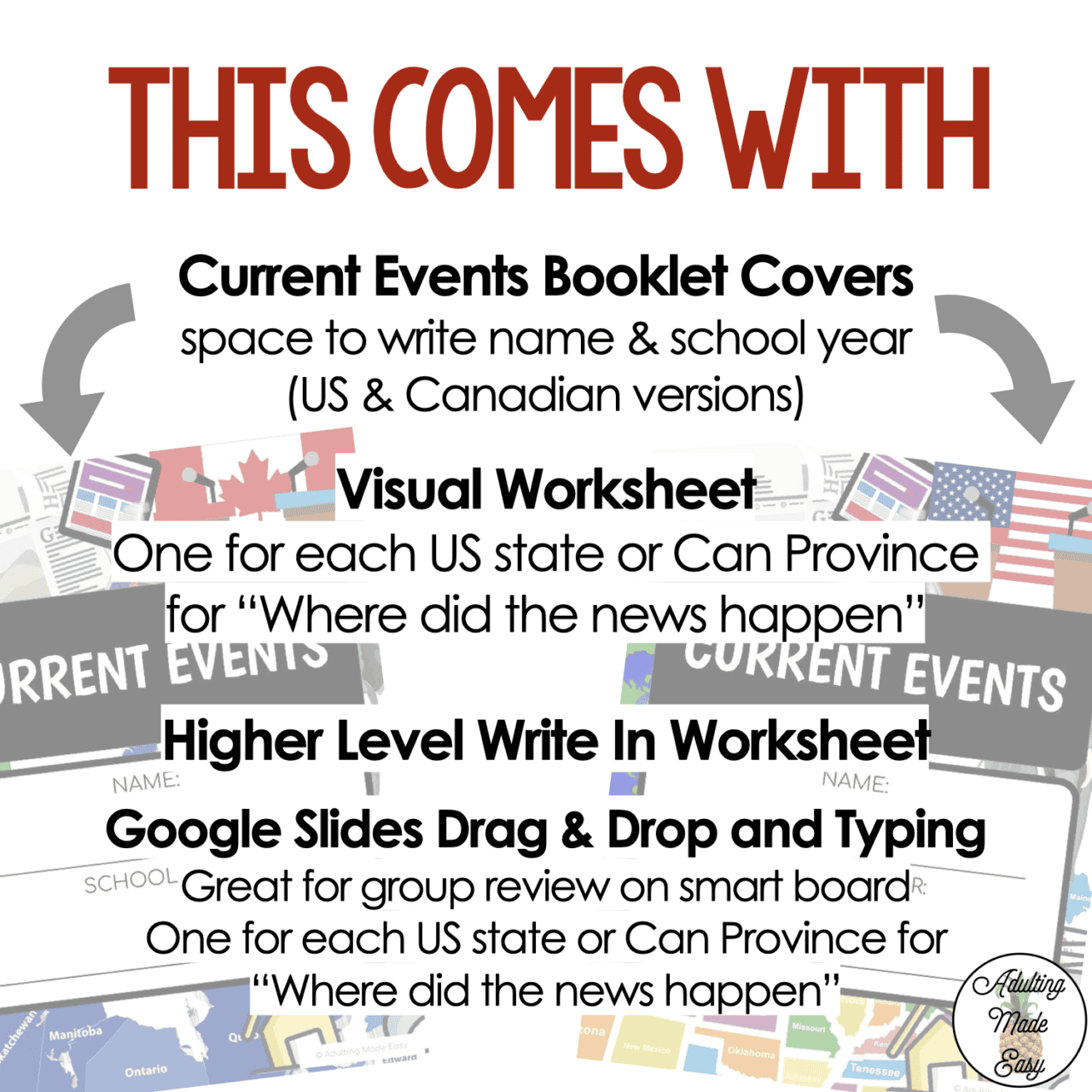 Current Events Comprehension Worksheet & Google Slides
